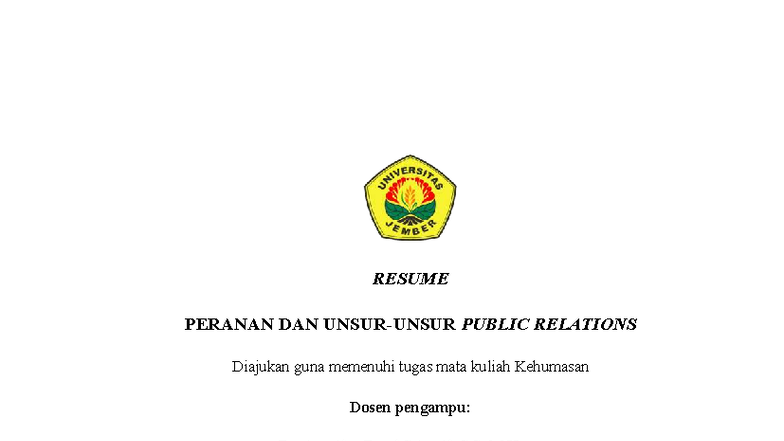 Resume Kehumasan: Peran dan Unsur Public Relations (Kehumasan) - Studocu