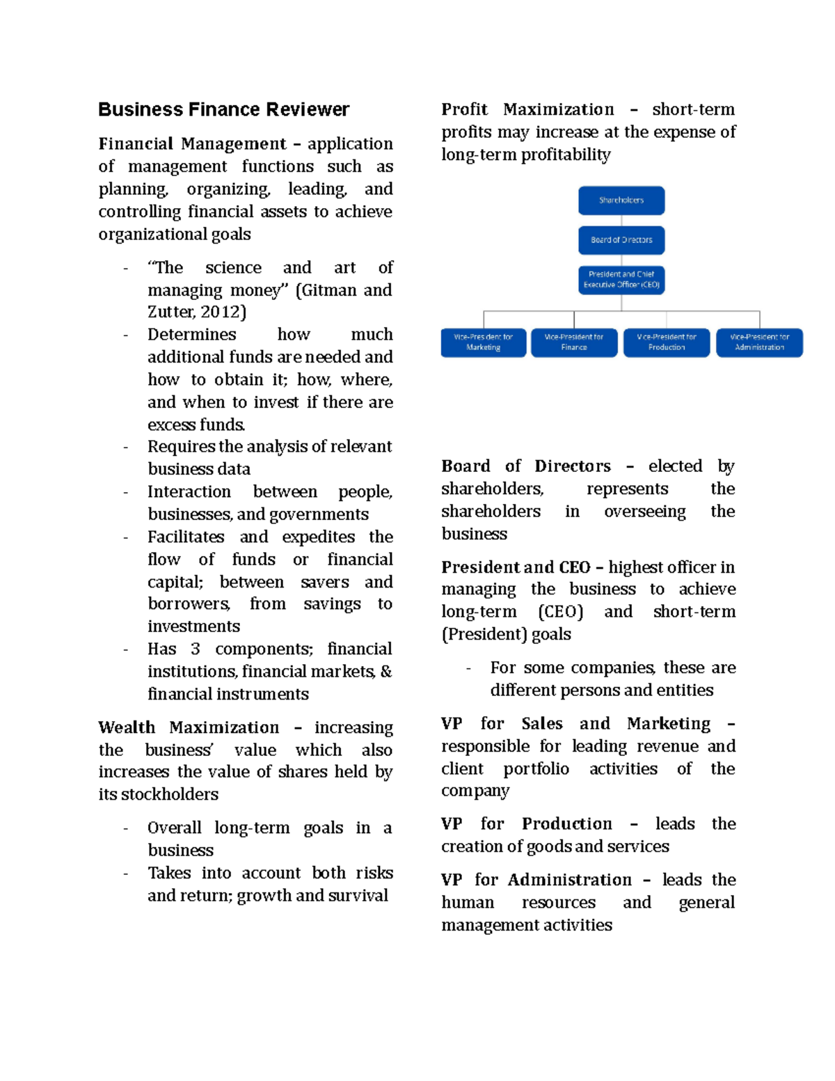 Business Finance Reviewer: Key Concepts in Financial Management (FIN ...
