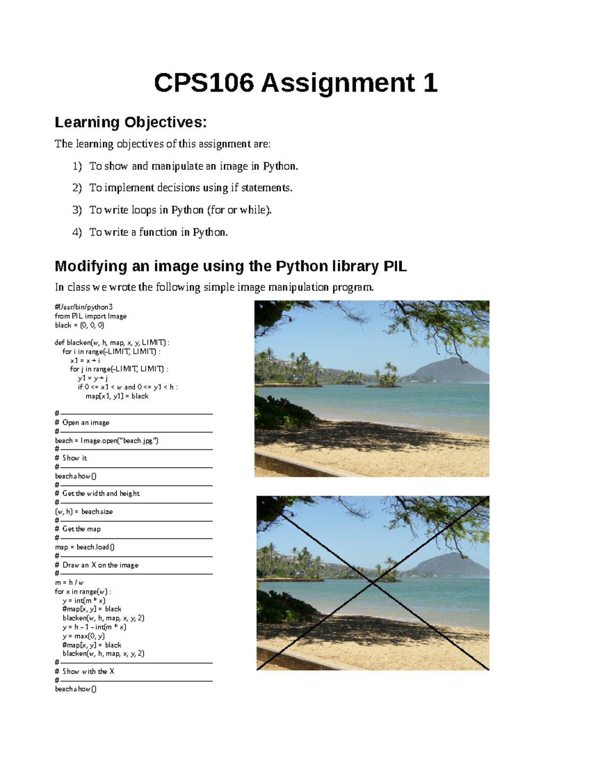 CPS106 A1 2025 - Python Image Manipulation Objectives - Studocu