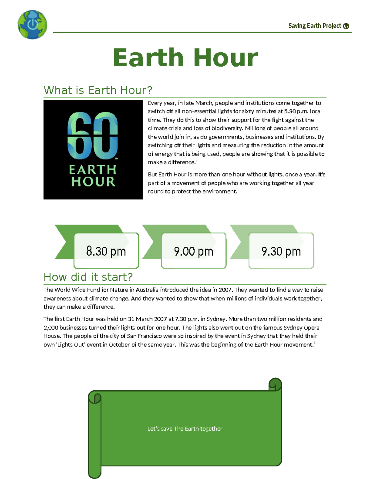 Earth Hour: A Global Movement for Climate Action - Studocu