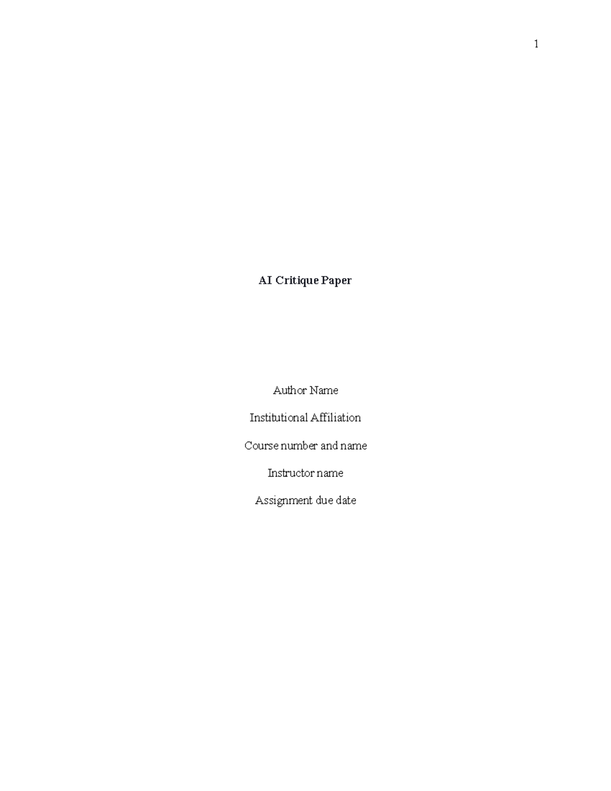 AI Critique Paper: Analyzing AI's Impact on Academic Integrity - Studocu