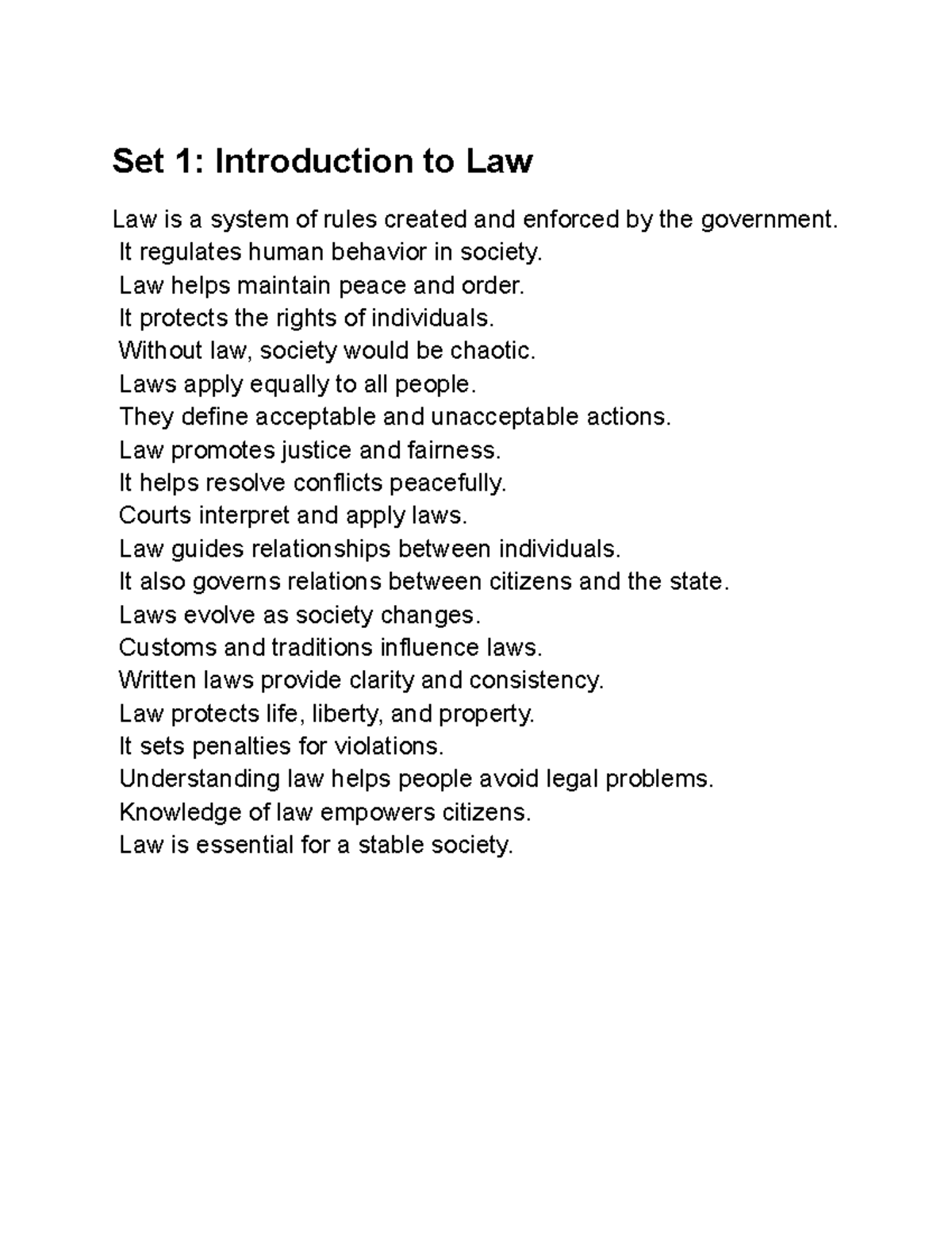 Business Laws and Obligation Lesson No. 1 - Set 1: Introduction to Law ...