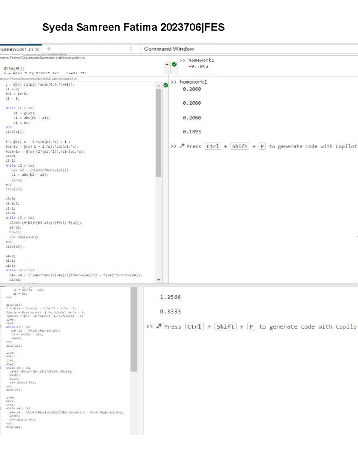 Homework 1: Command Window Analysis for Course NA - Studocu