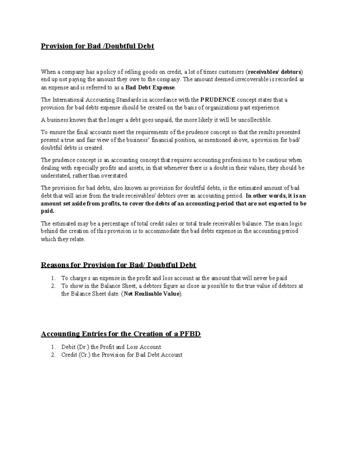 Provision for Bad Debts: Accounting Principles and Practices - Studocu