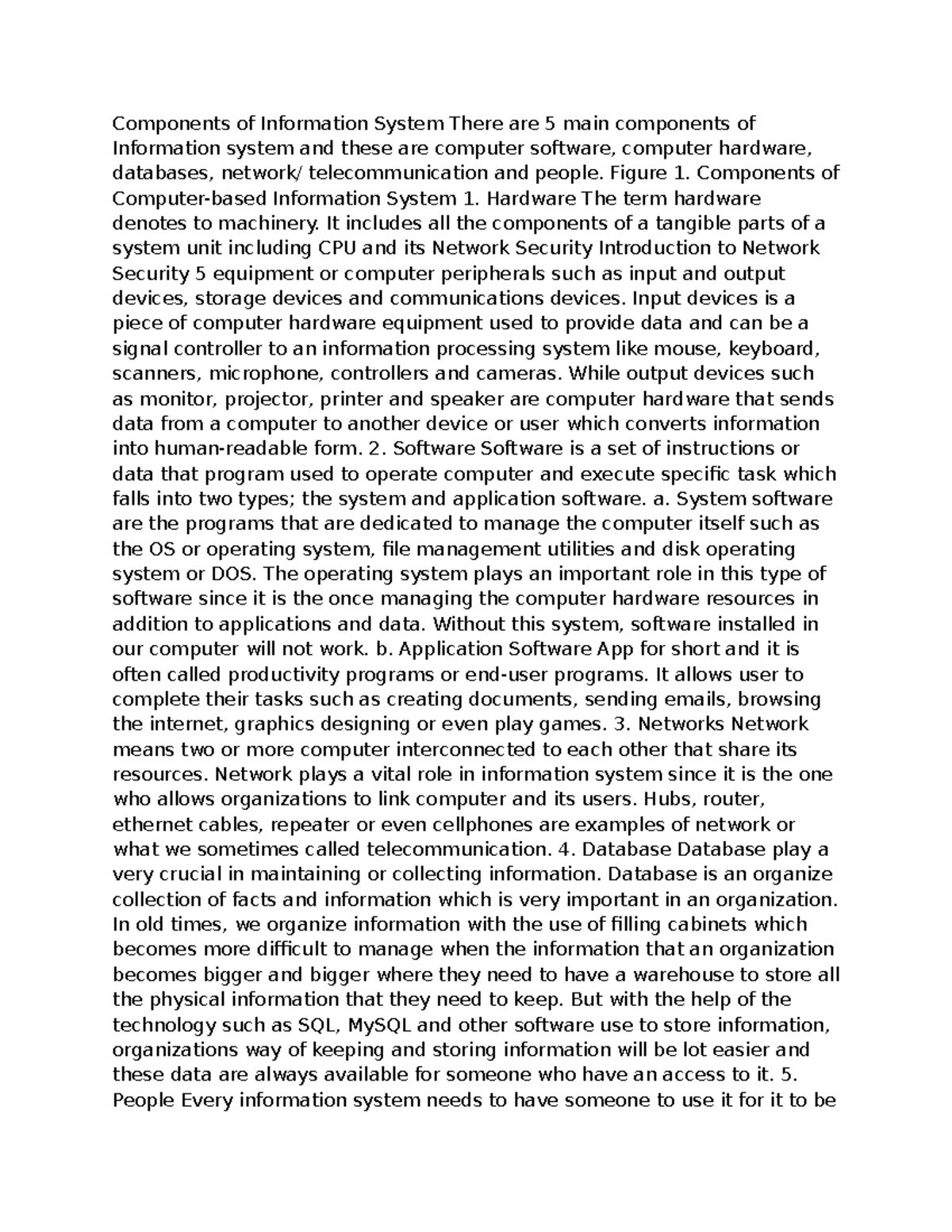 Components of Information Systems and Network Security Overview - Studocu