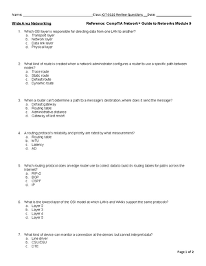 Module 3 Review Questions - Name: Class: CIT-3020 Review Questions Date: Addressing Reference ...