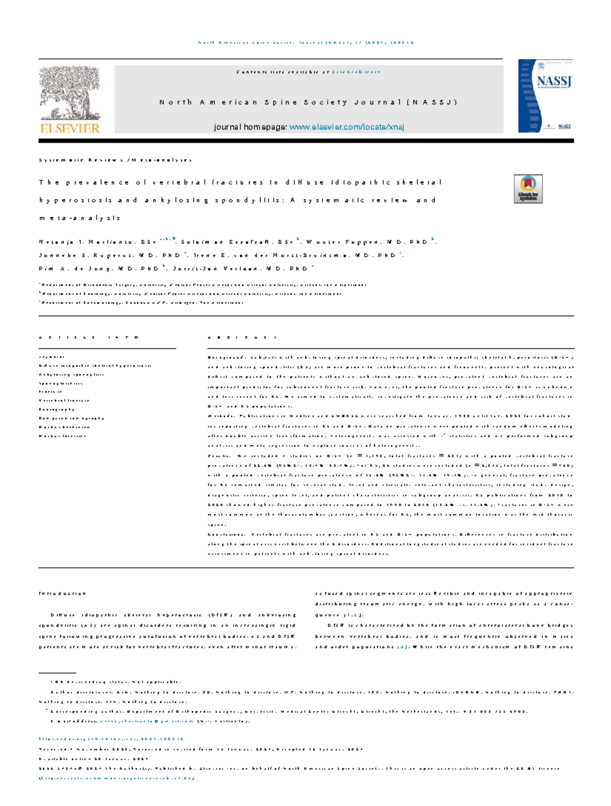 Prevalence of Vertebral Fractures in DISH and AS: A Systematic Review ...