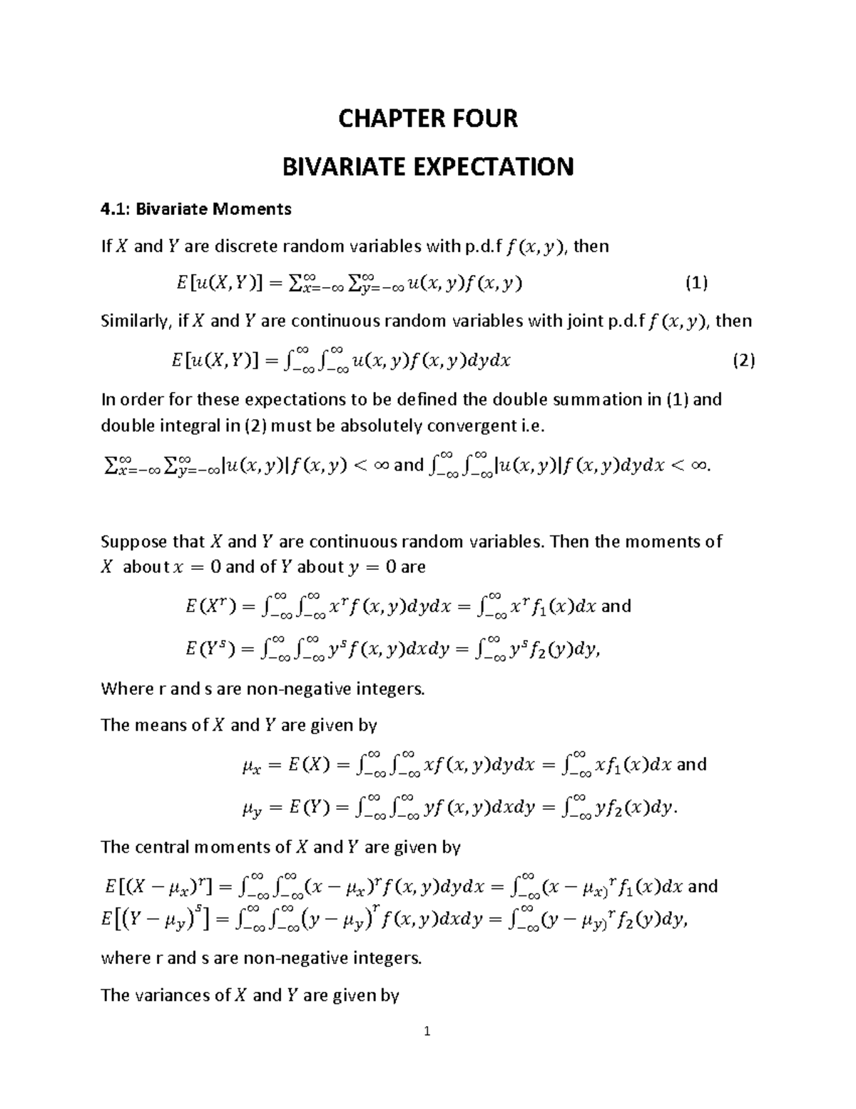 SST205 Chapter 4 - Probability and statistics 2 notes - CHAPTER FOUR ...