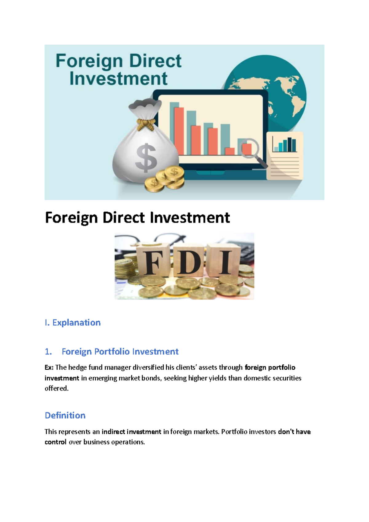 Foreign Direct Investment (FDI) Overview and Key Concepts - Studocu