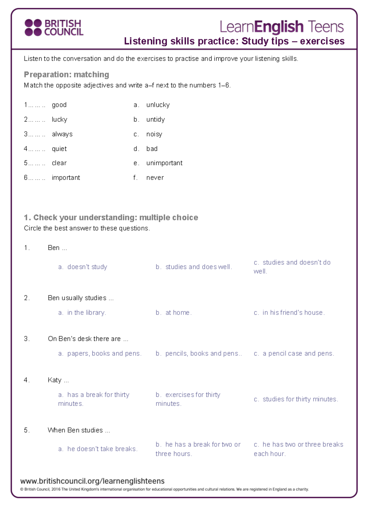 Listening Skills Practice: Study Tips & Exercises - Studocu