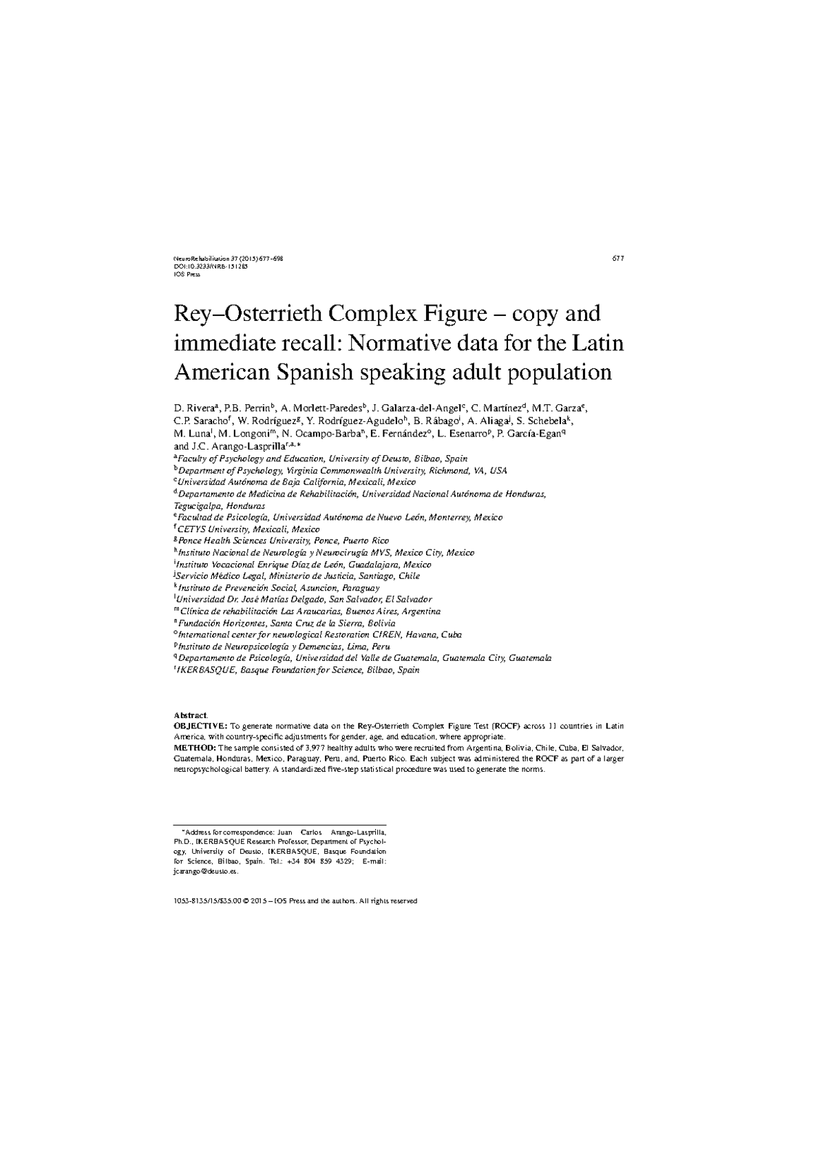 2015 - Rey–Osterrieth Complex Figure – copy and immediate recall ...