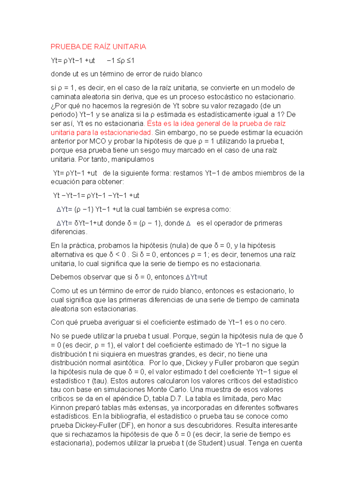 Prueba de Raíz Unitaria: Análisis de Estacionariedad en Series de ...
