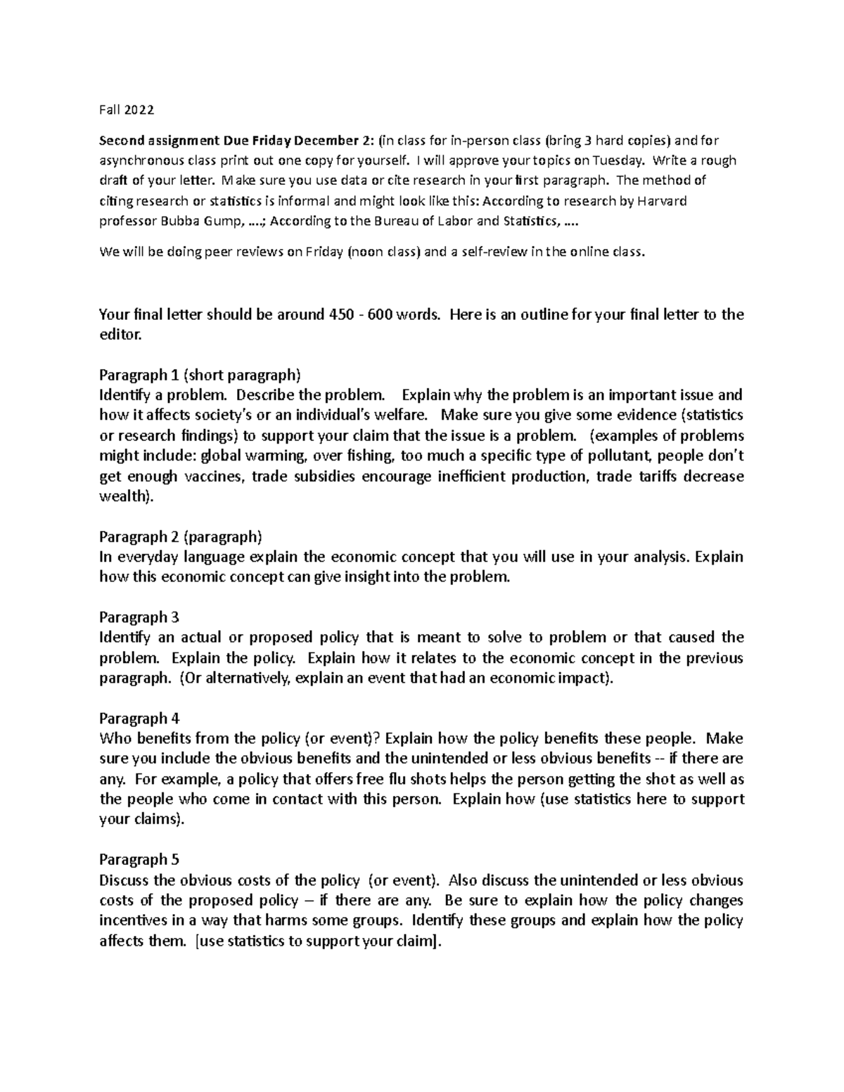 Letter to the Editor Assignment (Fall 2022 - 2nd Assignment) - Studocu