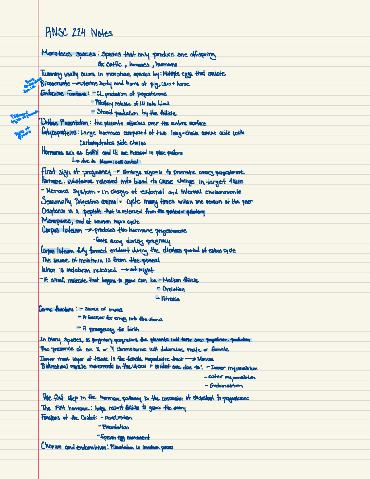 ANSC 224 Notes E4 - exam 3 review - ANSC 214 Notes Monotocus species ...