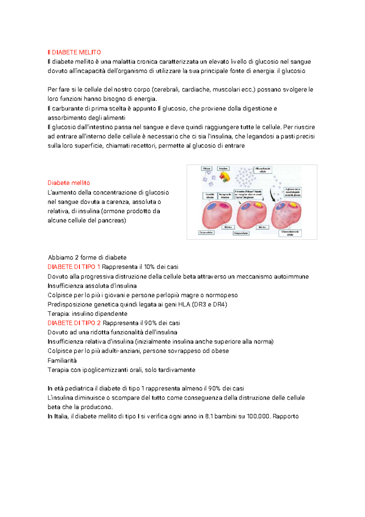 Diabete Mellito: Tipi, Cause e Gestione - Corso di Medicina 101 - Studocu