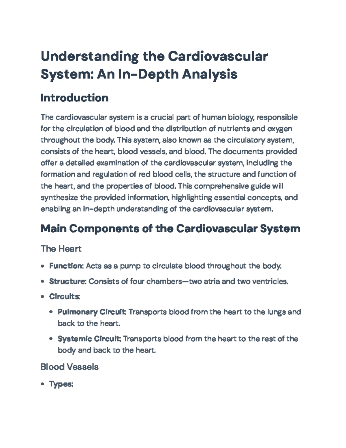 Understanding the Cardiovascular System: Structure, Function ...