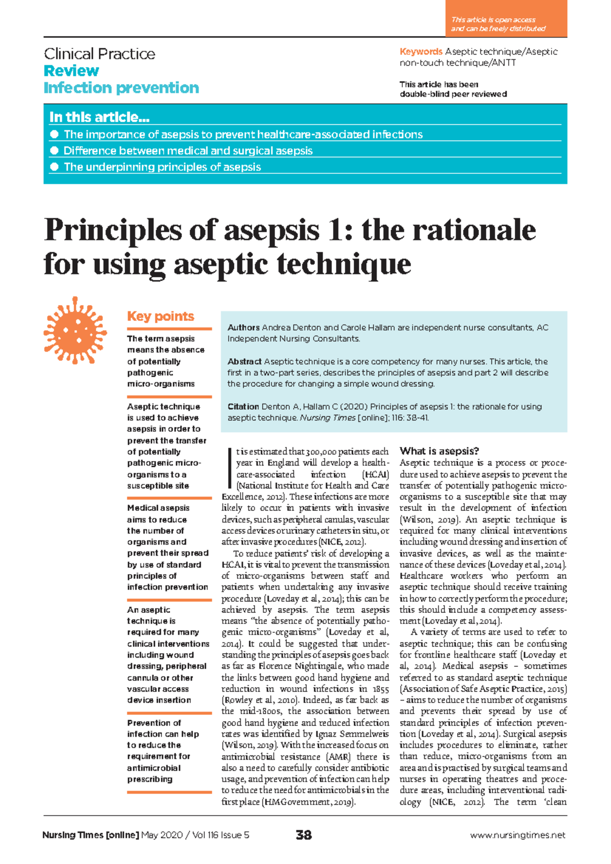 Principles of Asepsis 1: Rationale for Aseptic Technique (Nursing ...