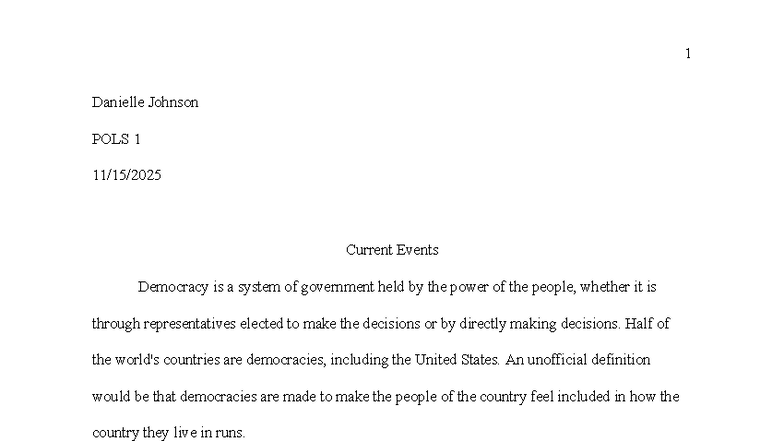 POLS 1 Essay: Current Events in Democracy and U.S. Principles - Studocu