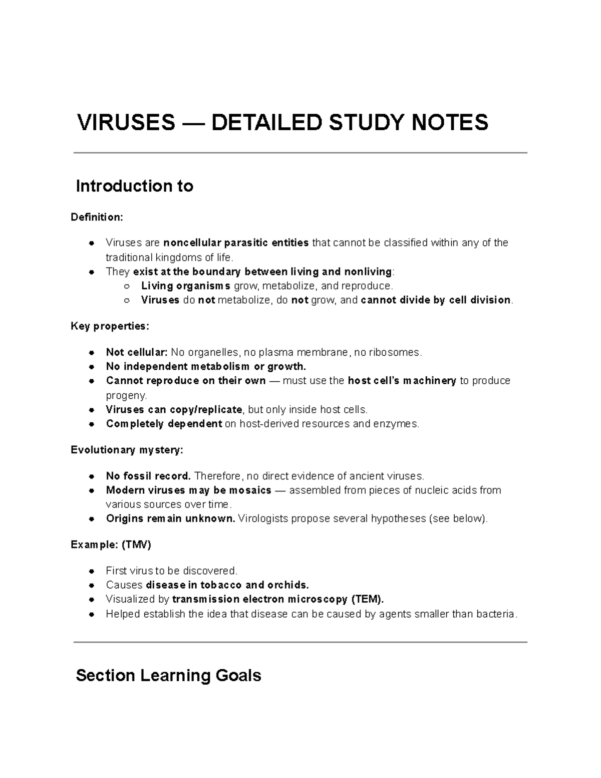 Viruses - Detailed Study Notes: Structure, Classification, and ...