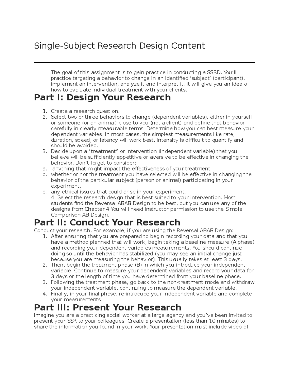 Single Subject Research Design Example