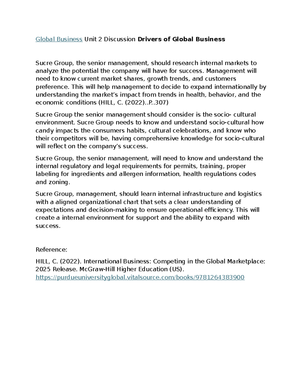 Drivers of Global Business: Unit 2 Discussion Insights - Studocu