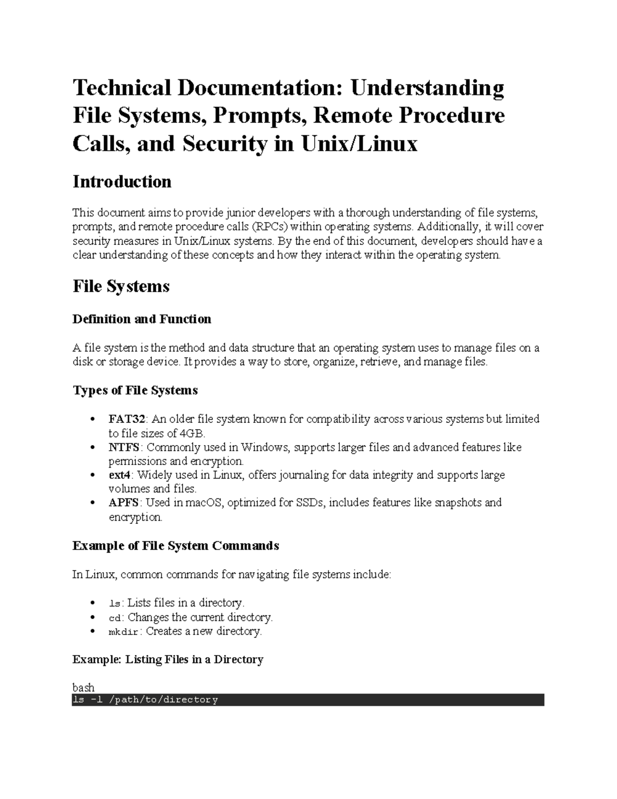Technical Documentation: File Systems, RPCs, and Security Insights ...