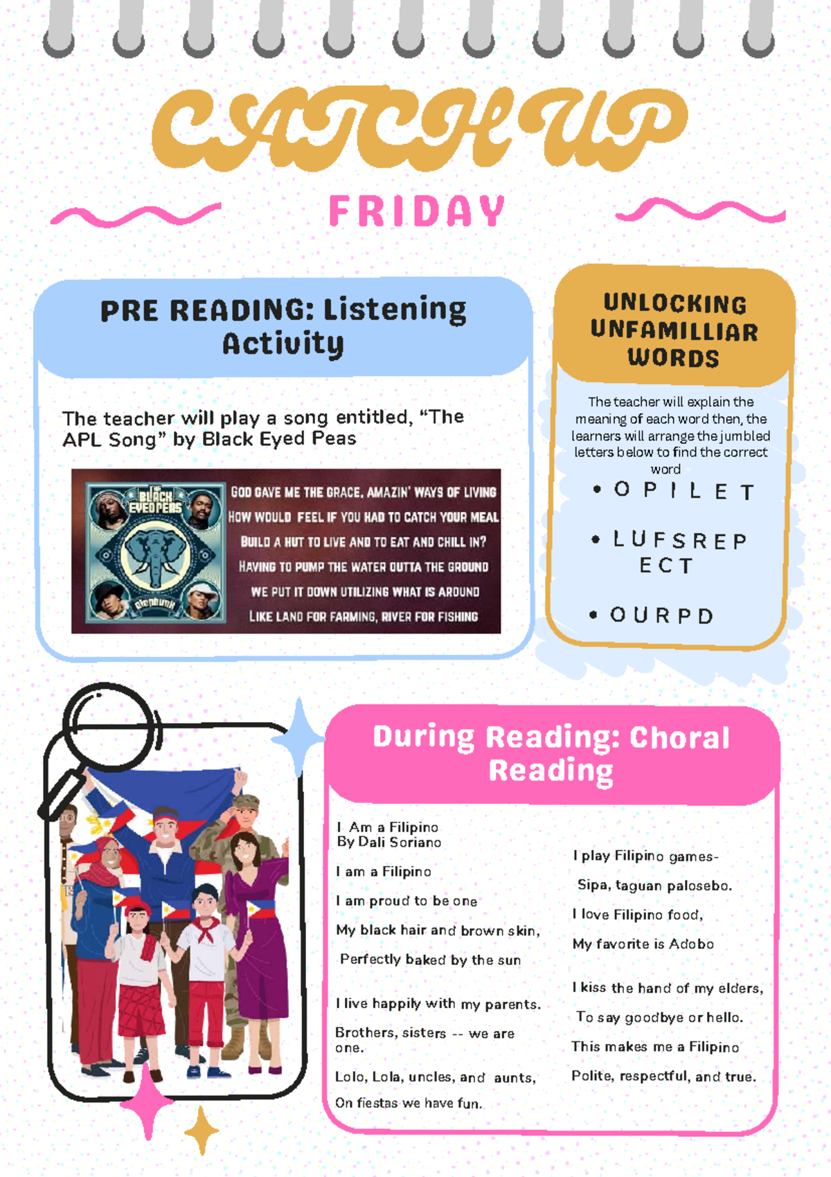 CATCH UP FRIDAY: Listening & Choral Reading Activity - Studocu