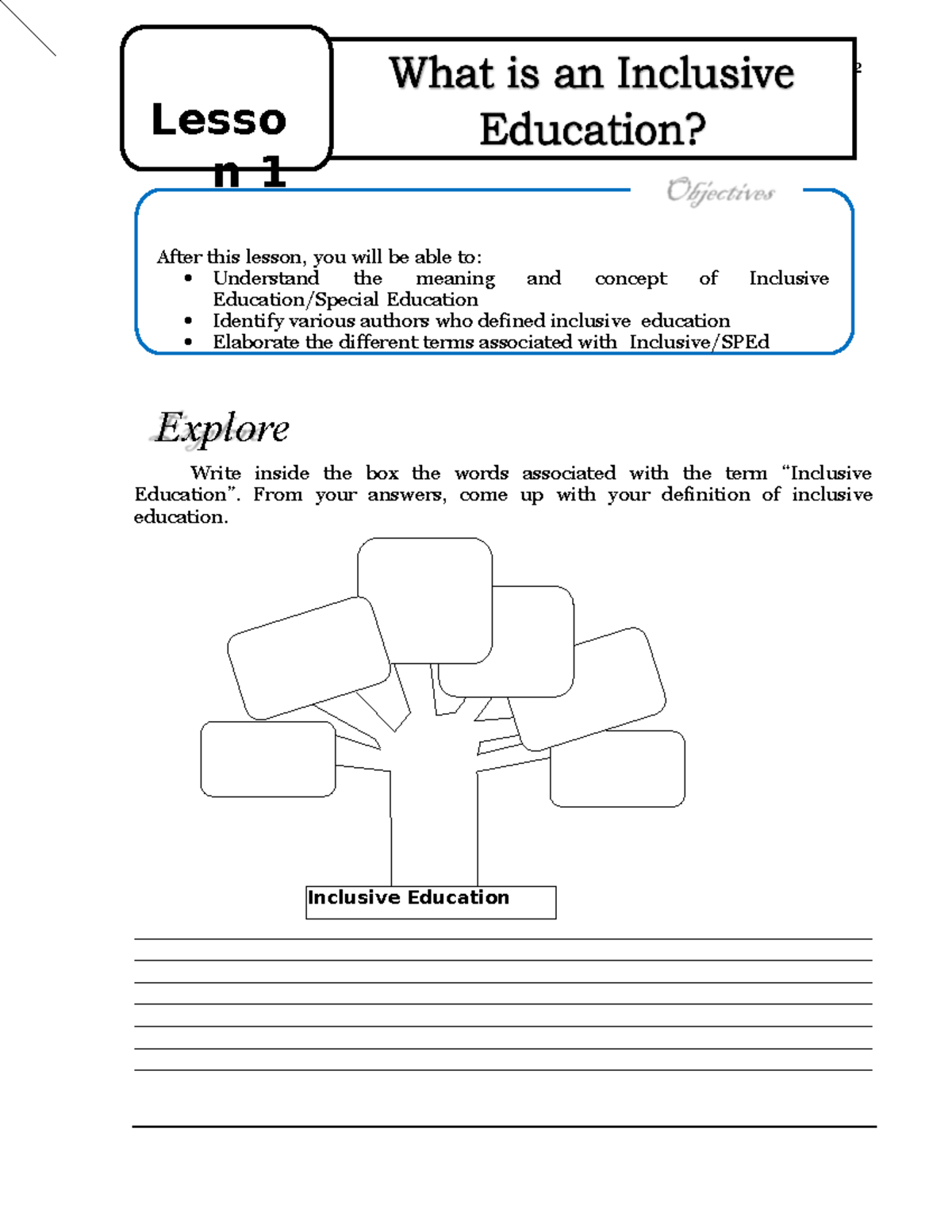 Inclusive-Education-lesson-per-lesson - Lesso n 1 After this lesson ...