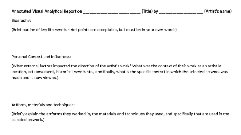 Annotated Visual Analytical Report Template - Annotated Visual ...
