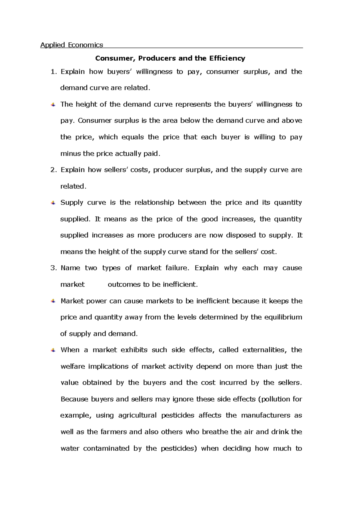 Consumer, Producers and the Efficiency - Applied Economics Consumer ...