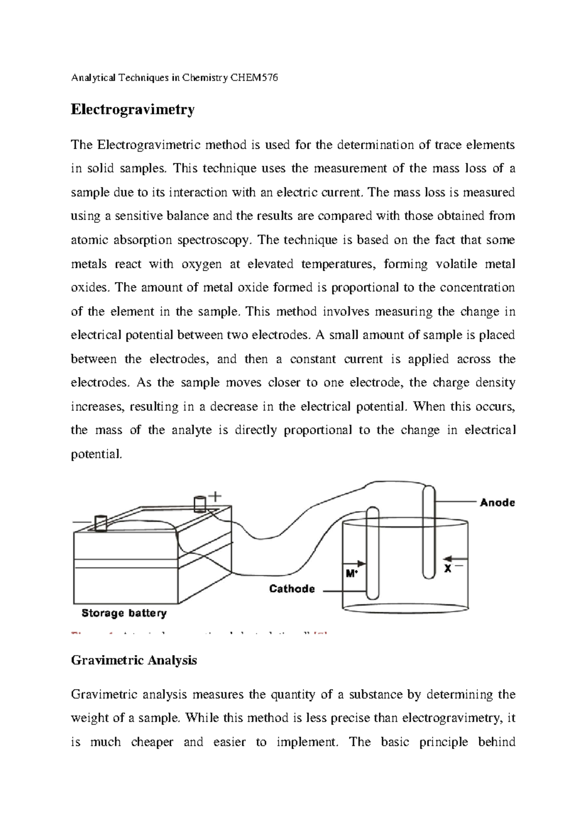 Electrogravimetry Lecture Notes - CHEM Analytical Techniques Overview ...