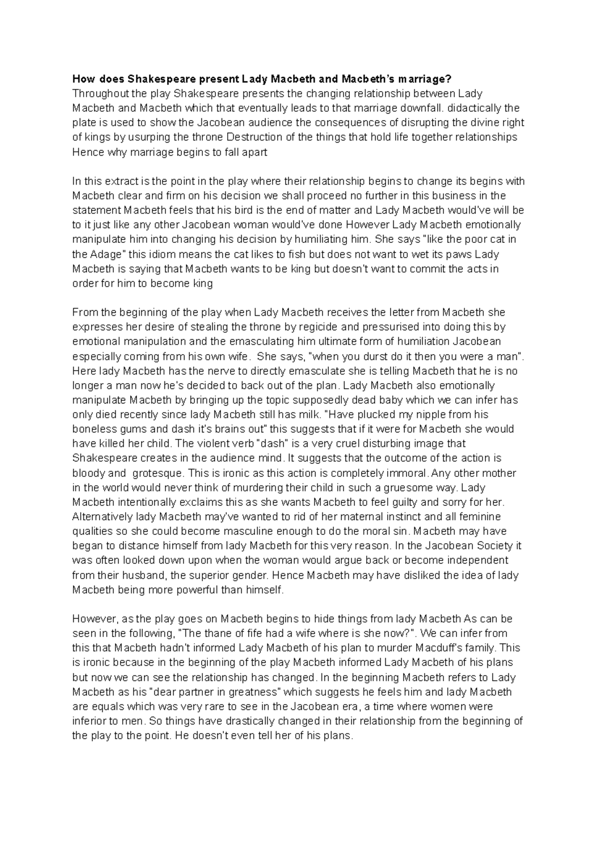 Analyzing the Dynamics of Macbeth and Lady Macbeth's Marriage in ...