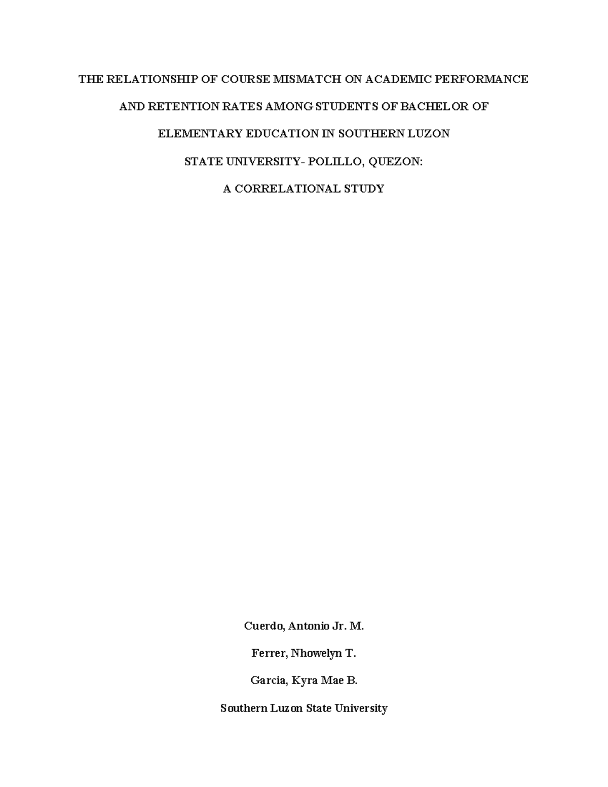 The Impact of Course Mismatch on Academic Performance Among BEED ...