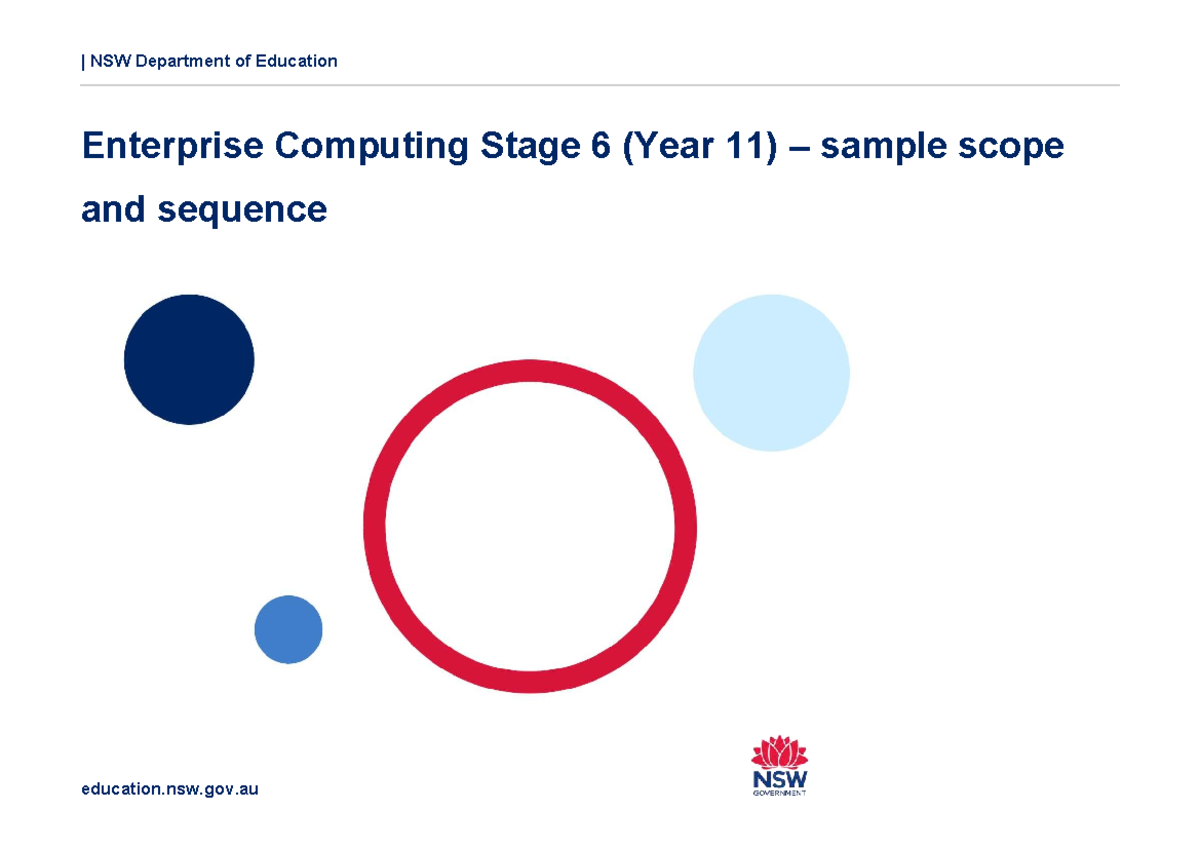 Enterprise Computing Stage 6 (Year 11) Sample Scope & Sequence Guide ...