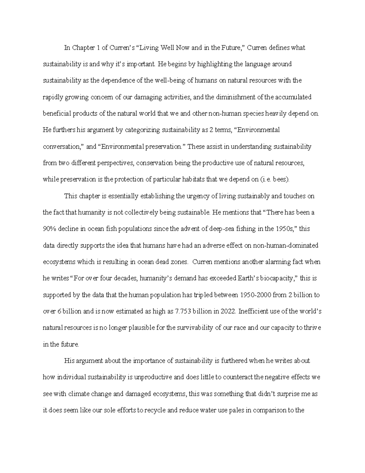 Curren Precis - In Chapter 1 of Curren’s “Living Well Now and in the ...