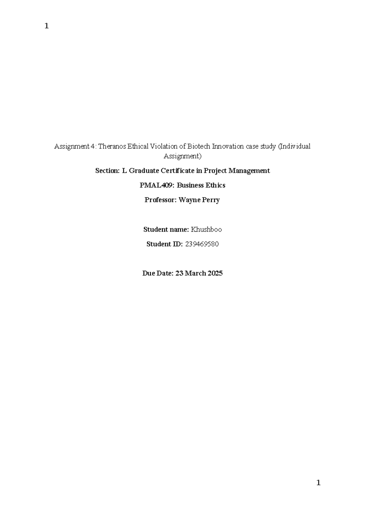 Case Study: Ethical Violations in Theranos - PMAL409 Assignment 4 - Studocu