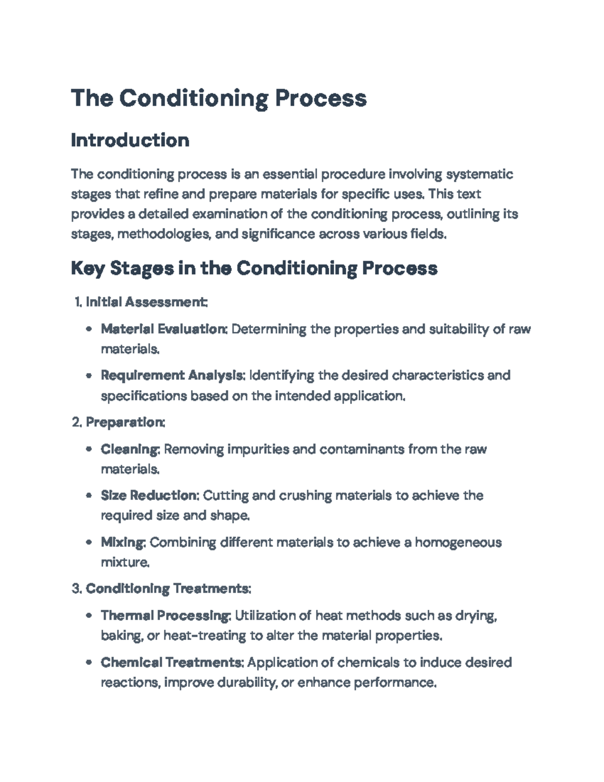 Optimizing the Conditioning Process: Stages and Considerations - The ...