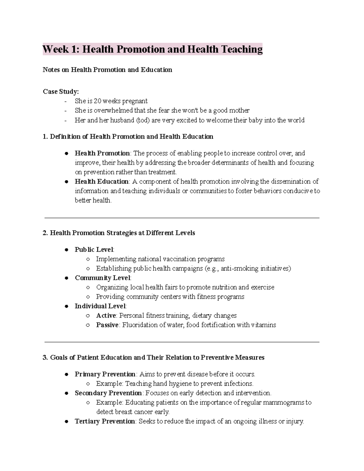 PBL Week 1 - hihioho - Week 1: Health Promotion and Health Teaching ...