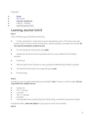 Discussion Unit Two - Create your own Python code examples that demonstrate each of the ...