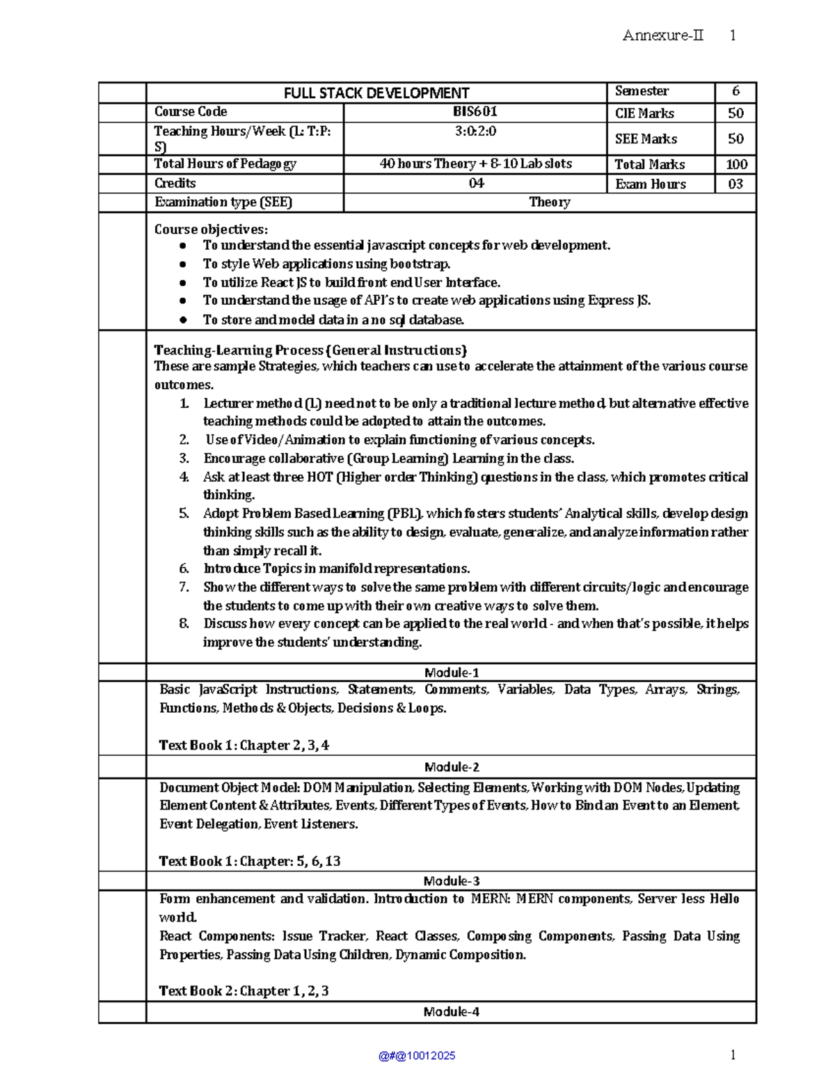 Full Stack Development Syllabus - BIS601 (Semester 6) - Studocu