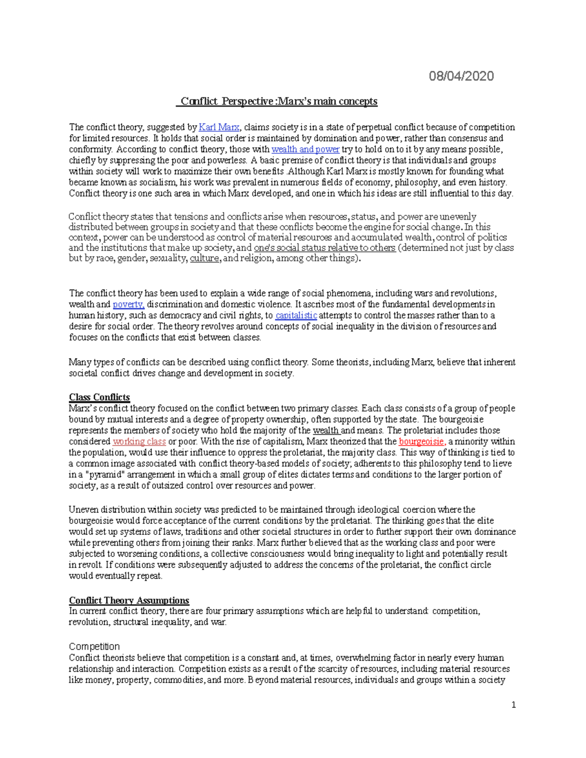 Conflict Perspective: Key Concepts and Theories (SOC 101) - Studocu