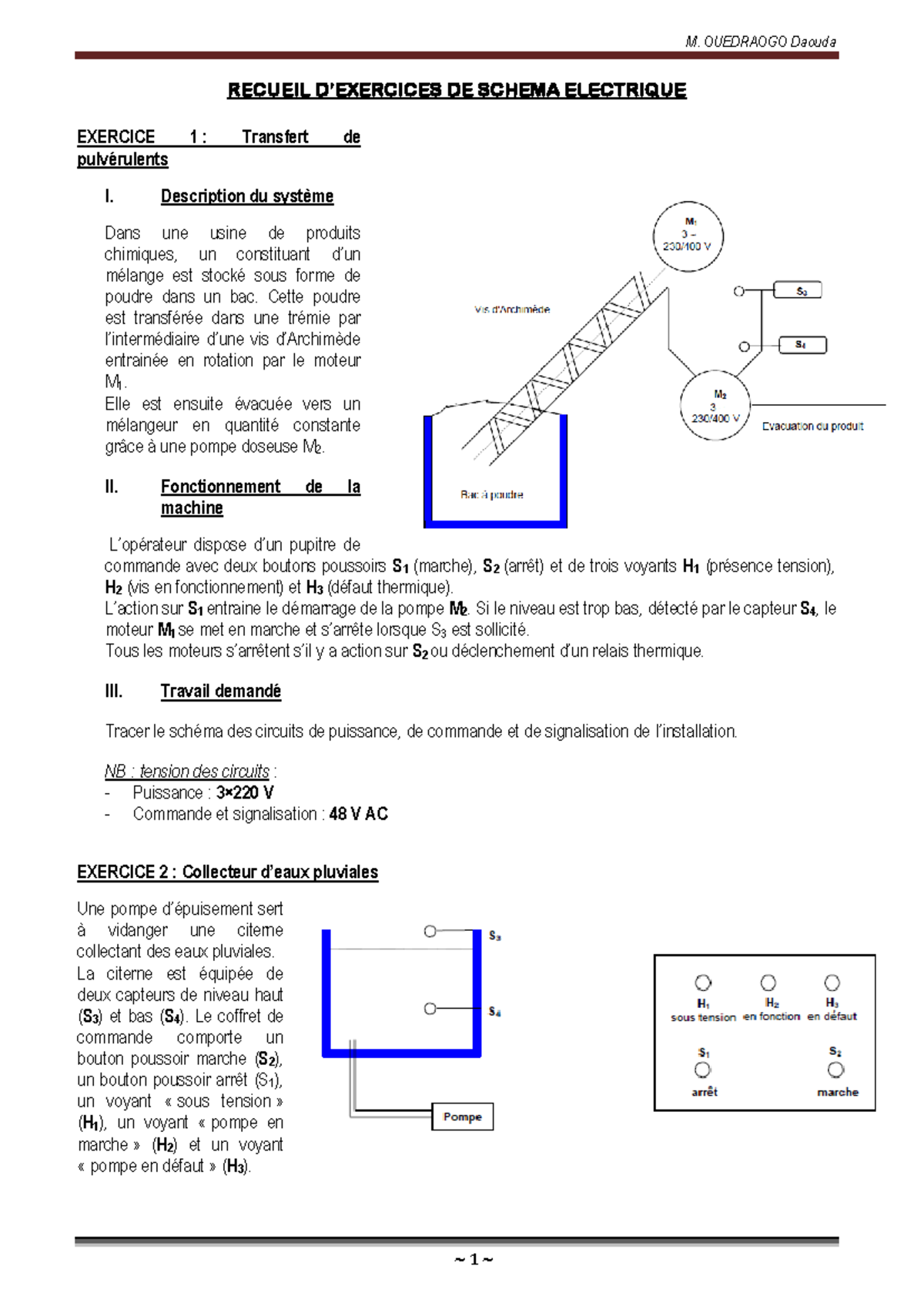Exercices de Schémas Électriques - Mécanique Électrique (MEC101) - Studocu