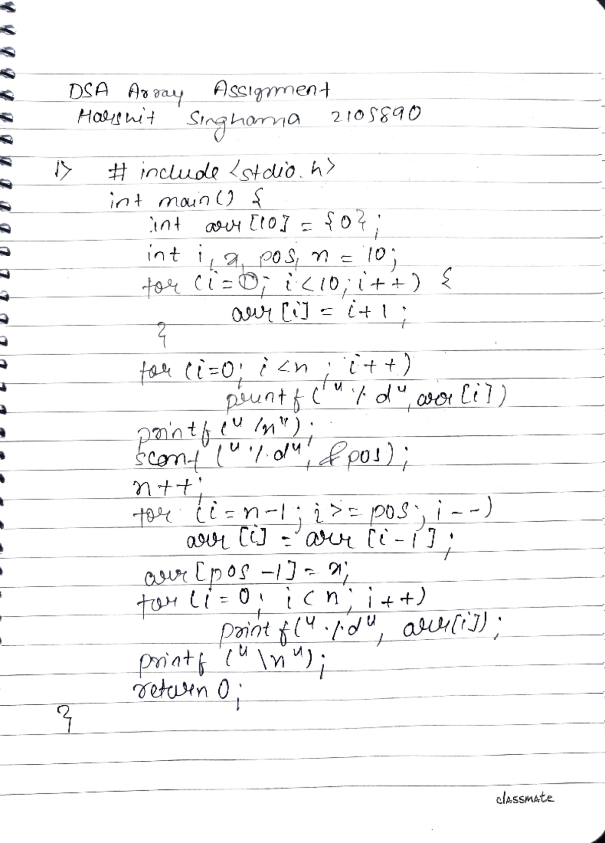 Dsa assignment arrays - DSA A oay SCIgment Hat h4 Stnghomma 210SEAO ...