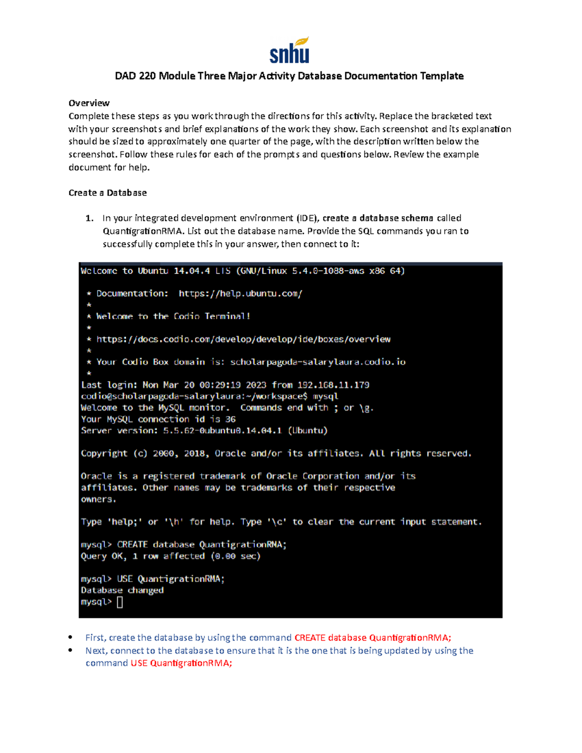 DAD 220 Module 3 Major Activity: Database Creation Guide - Studocu