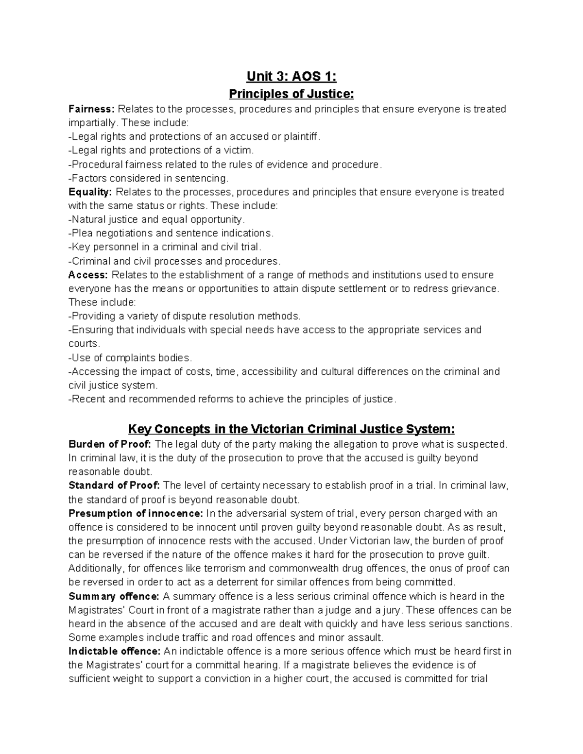 Legal Studies Units 3 & 4: Comprehensive Course Notes and Key Concepts ...