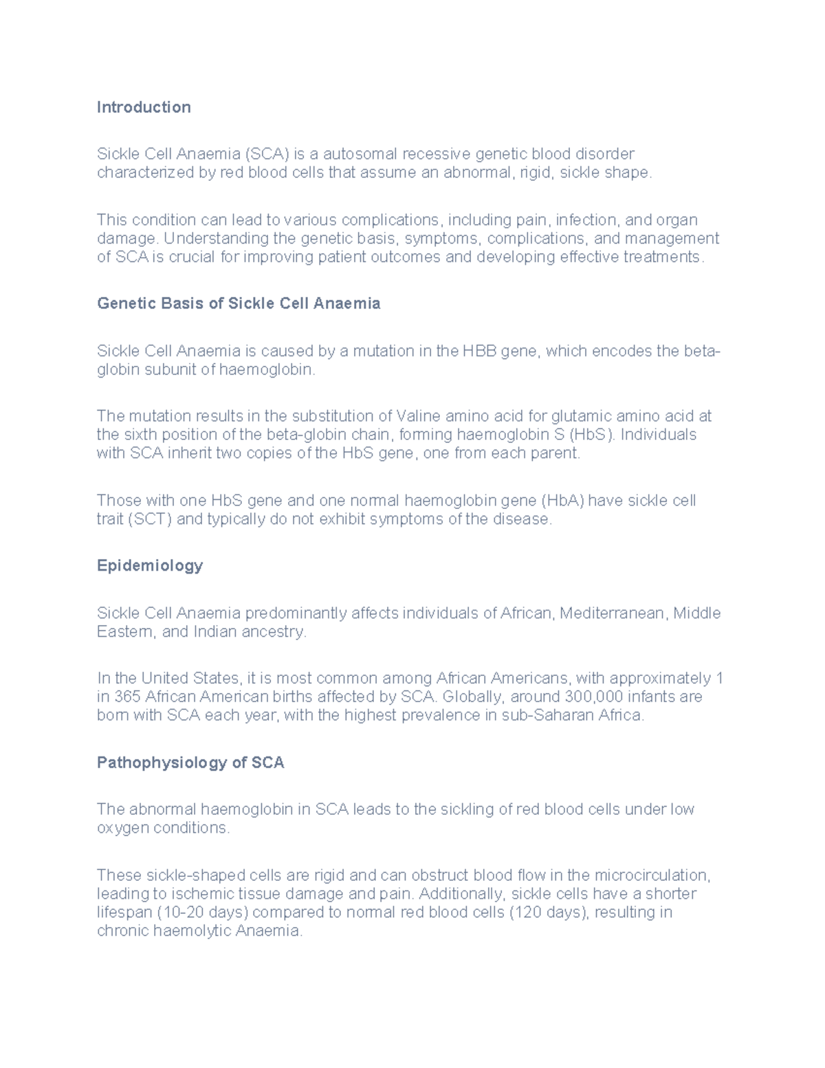 Bio Investigatory Project: Understanding Sickle Cell Anaemia (SCA ...