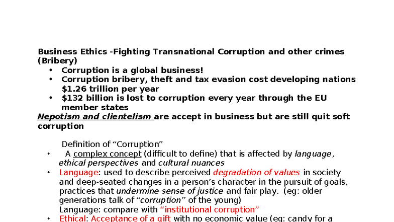 Business Ethics and Corruption: A Case Study on Transnational Bribery ...