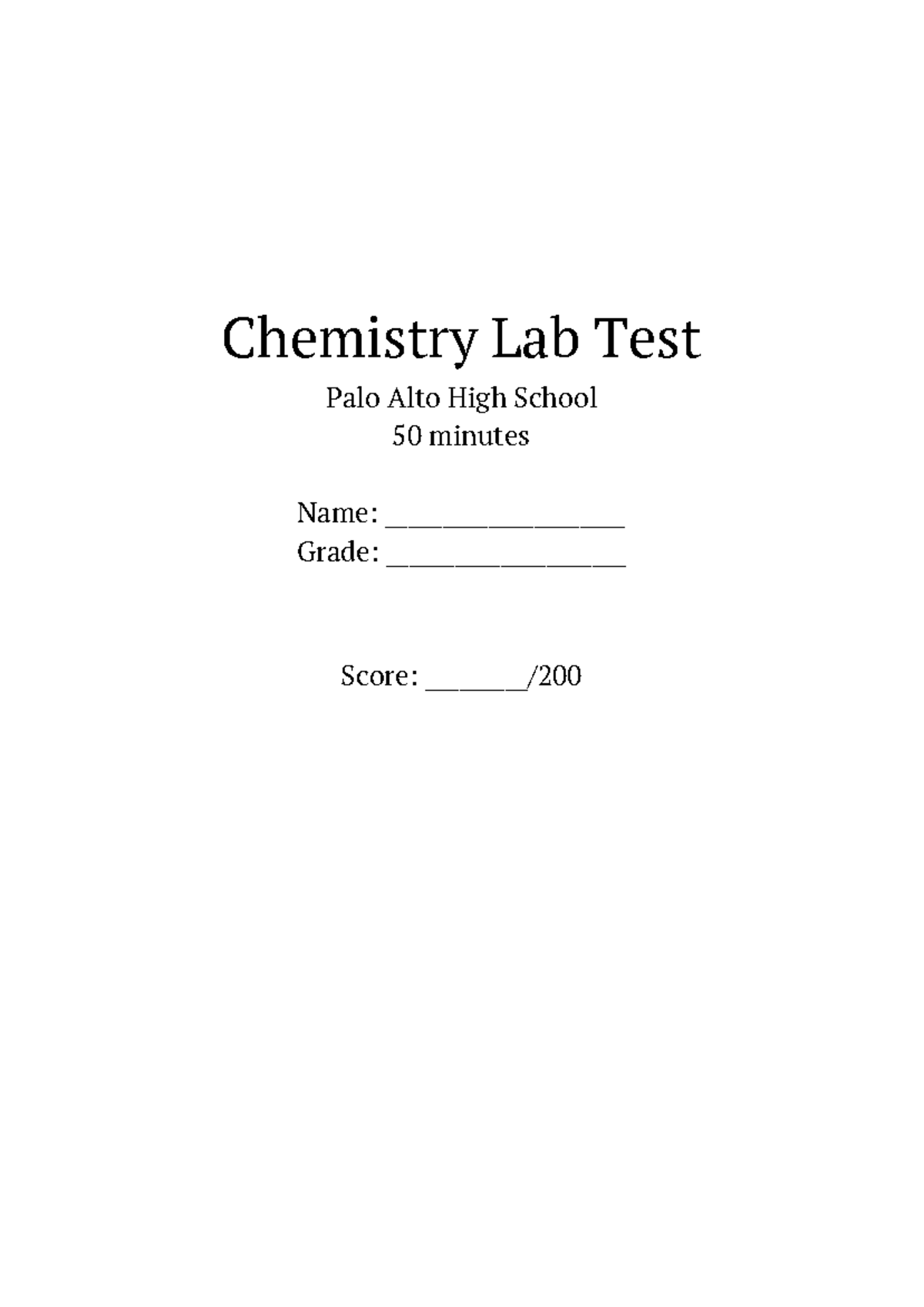 Chemistry Lab Test 2020: Captains Tryouts at Palo Alto High School ...
