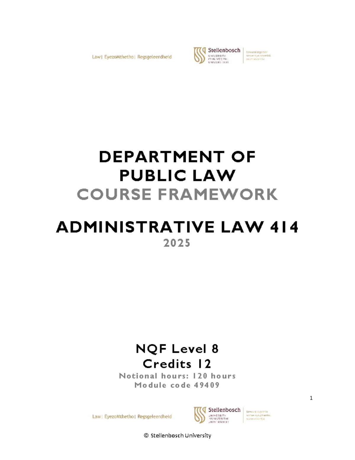Admin 414: 2025 Module Framework for Administrative Law Final - Studocu