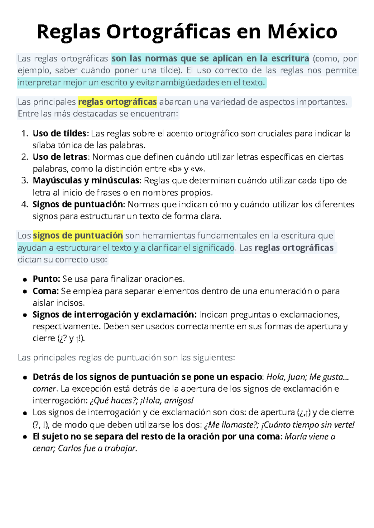 Reglas Ortográficas en México: Guía Completa para la Escritura - Studocu
